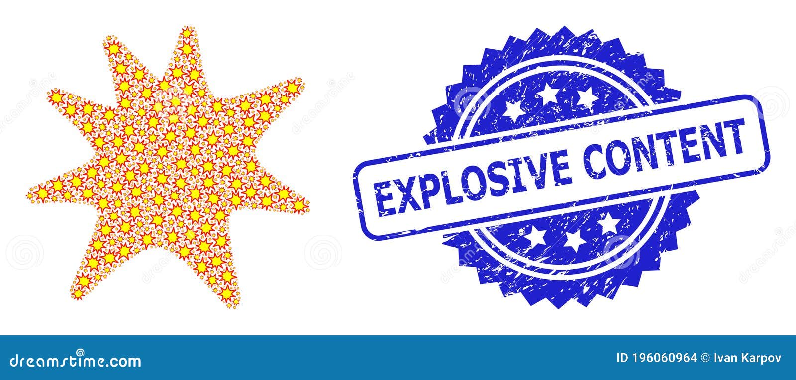Grunge Explosive Content Stamp and Recursive Exploding Boom Icon ...