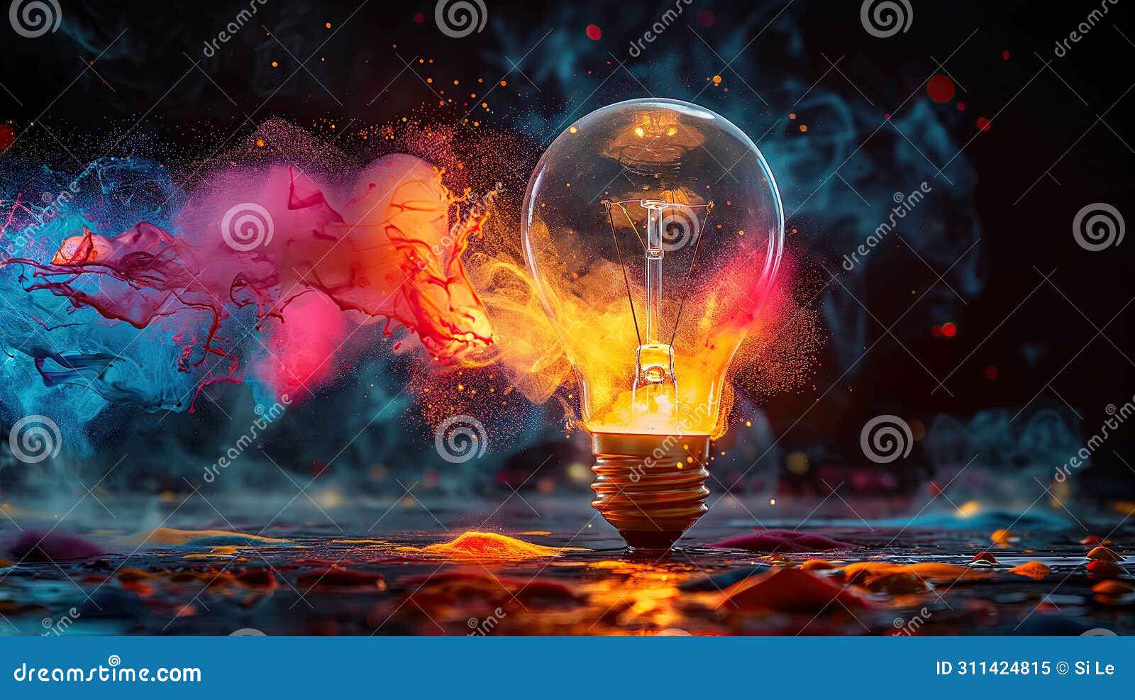 Explosive Creativity: Colorful Paint Splashes from Bursting Light Bulb ...
