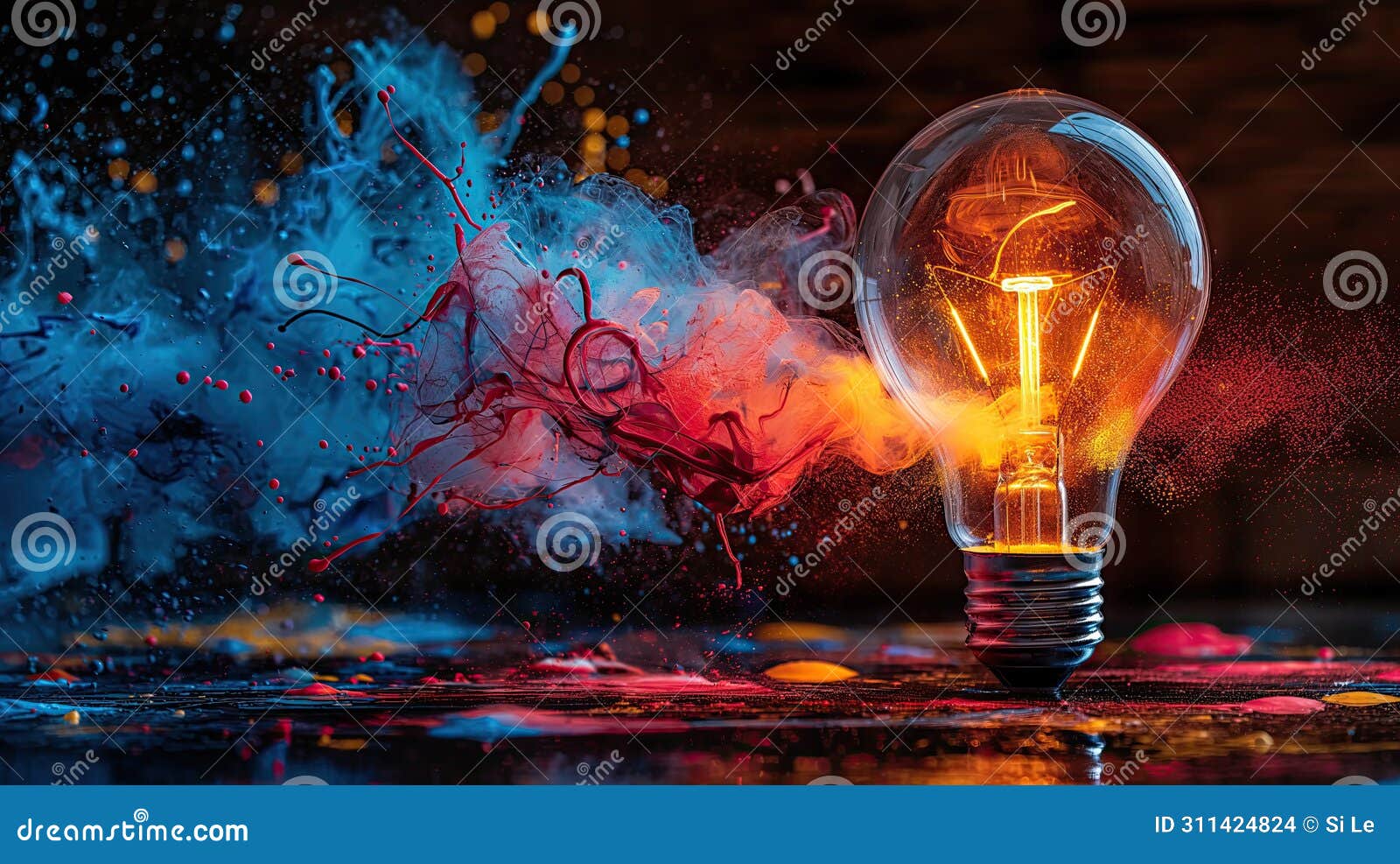 Explosive Creativity: Colorful Paint Splashes from Bursting Light Bulb ...