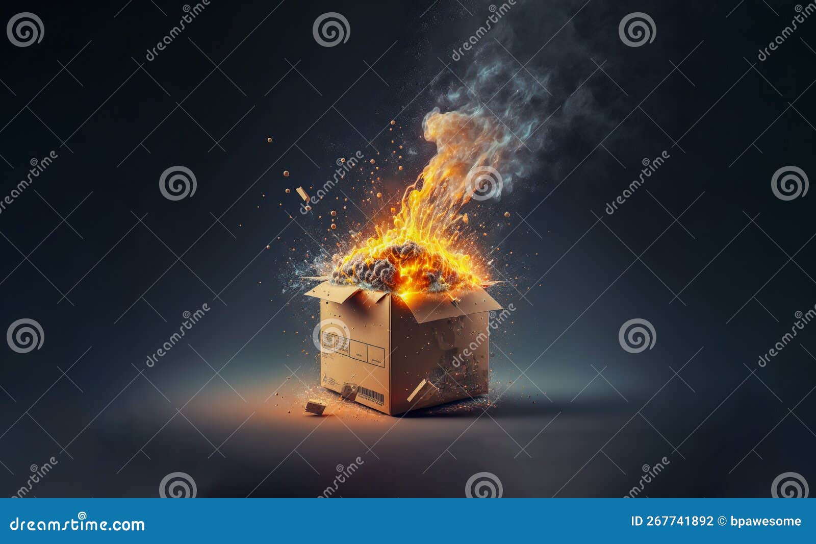 Explosive Delivery: Delivery Box Exploding with Fire and Smoke ...