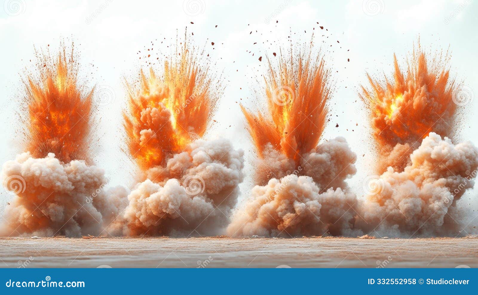 Explosive Detonation in Sequence - Generative AI Stock Illustration ...