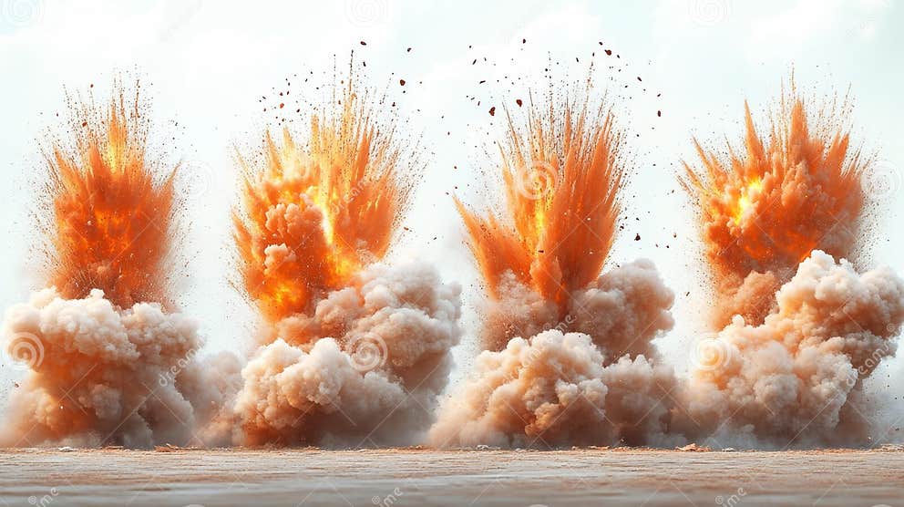Explosive Detonation in Sequence - Generative AI Stock Illustration ...