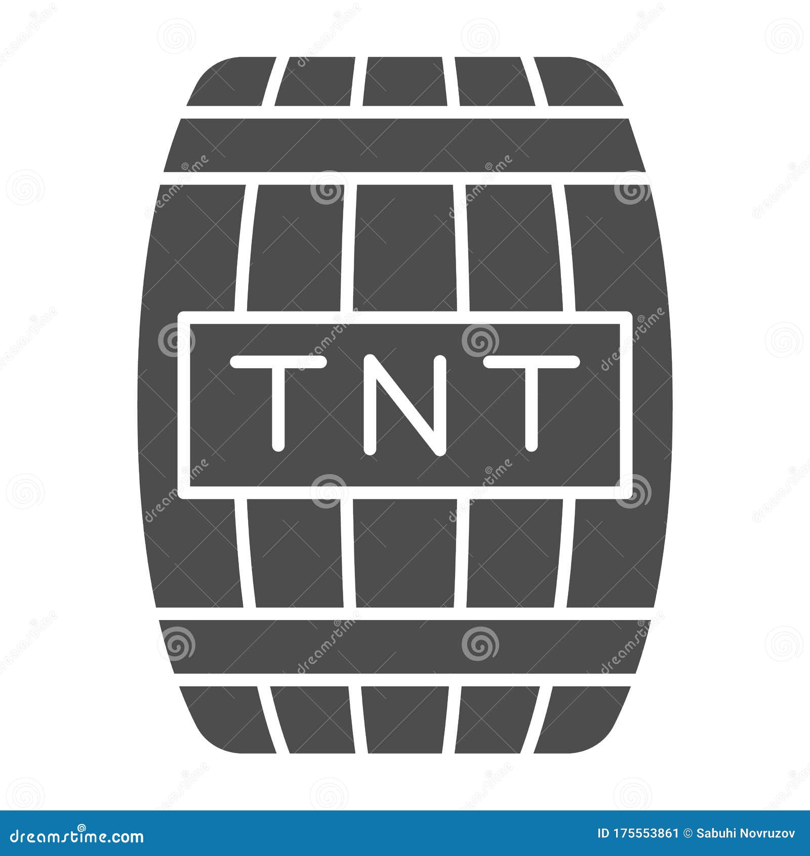 Explosive Dynamite Barrel Solid Icon. Wooden Barrel with Firework and ...