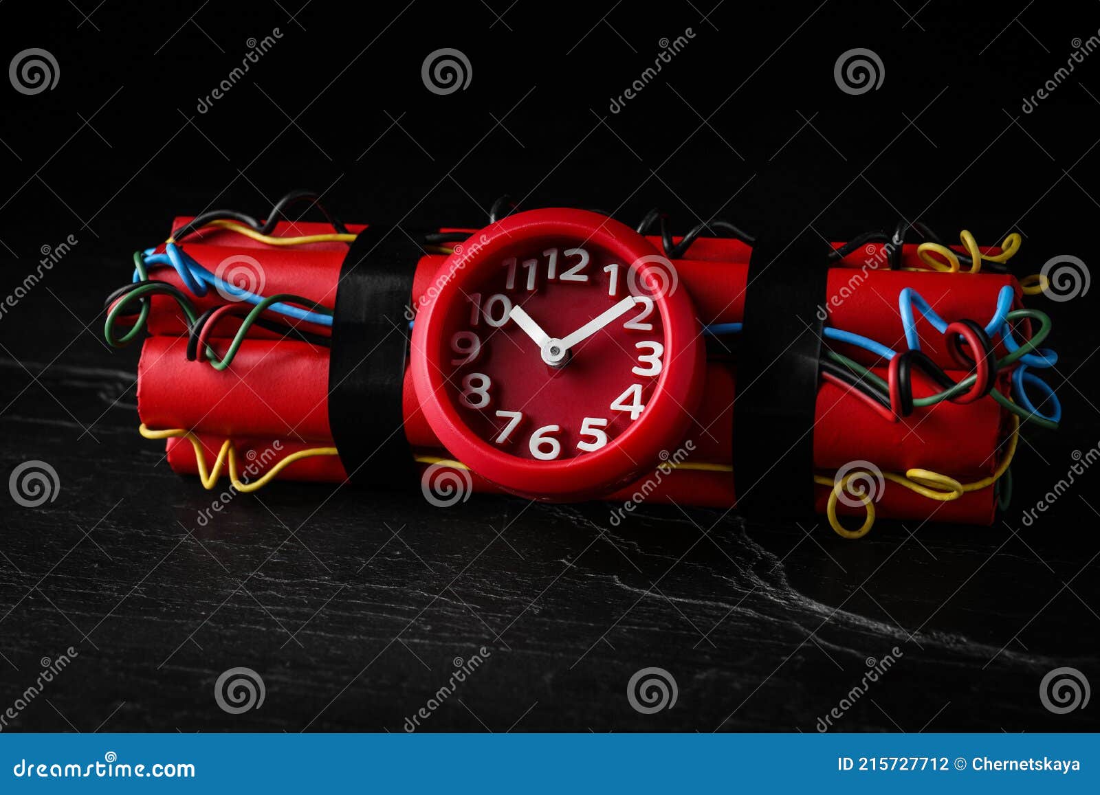 Explosive Dynamite Time Bomb on Black Background Stock Photo - Image of ...