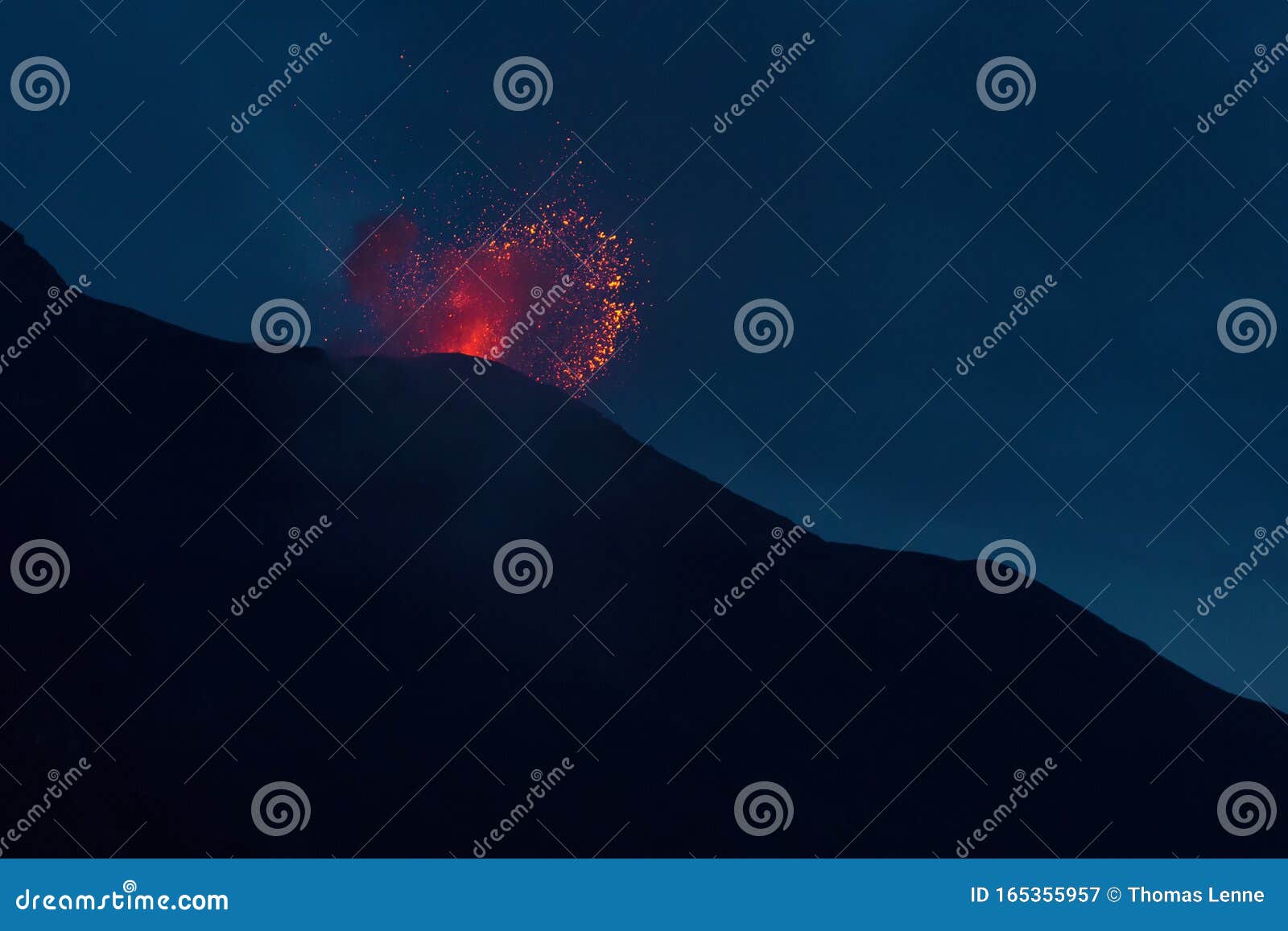 Explosive Eruption at Dusk in One of the Three Craters of the Active ...