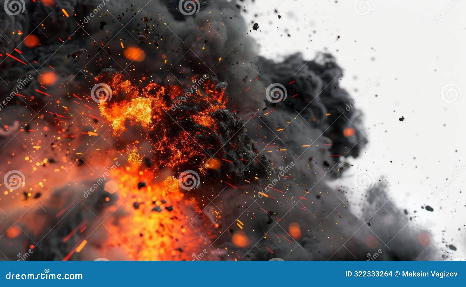 Explosive Fire and Smoke with Sparks, Generative AI Stock Photo - Image ...