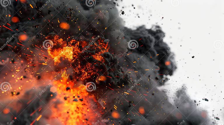 Explosive Fire and Smoke with Sparks, Generative AI Stock Photo - Image ...
