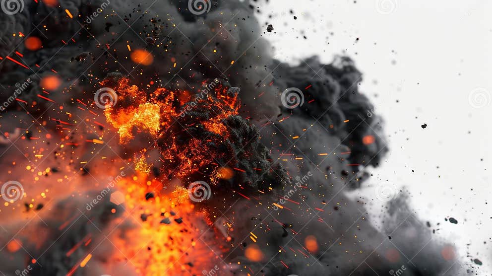Explosive Fire and Smoke with Sparks, Generative AI Stock Photo - Image ...