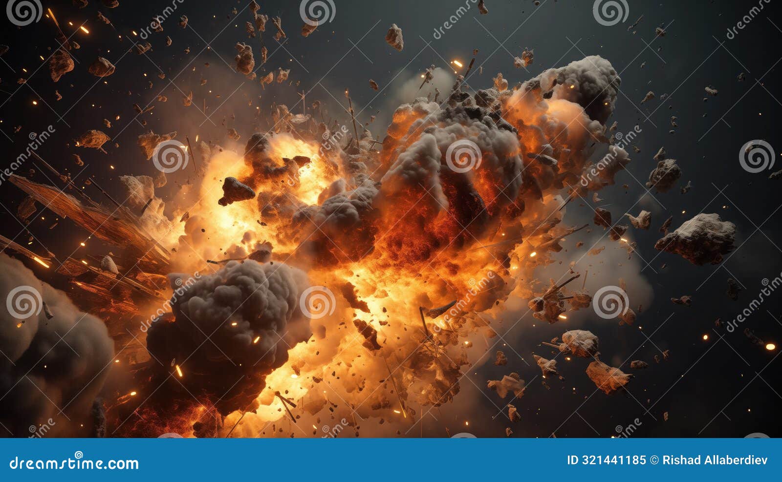 Explosive Fireball with Debris, a Dynamic Combustion Scene Stock ...