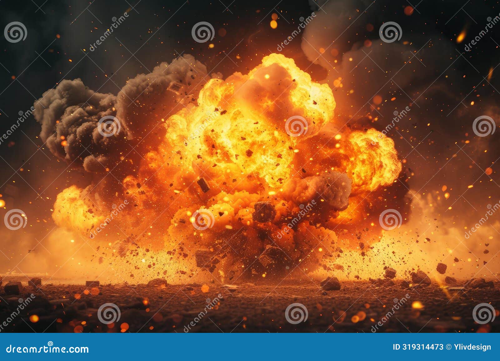 Explosive Fireball Eruption on Dark Background Stock Image - Image of ...
