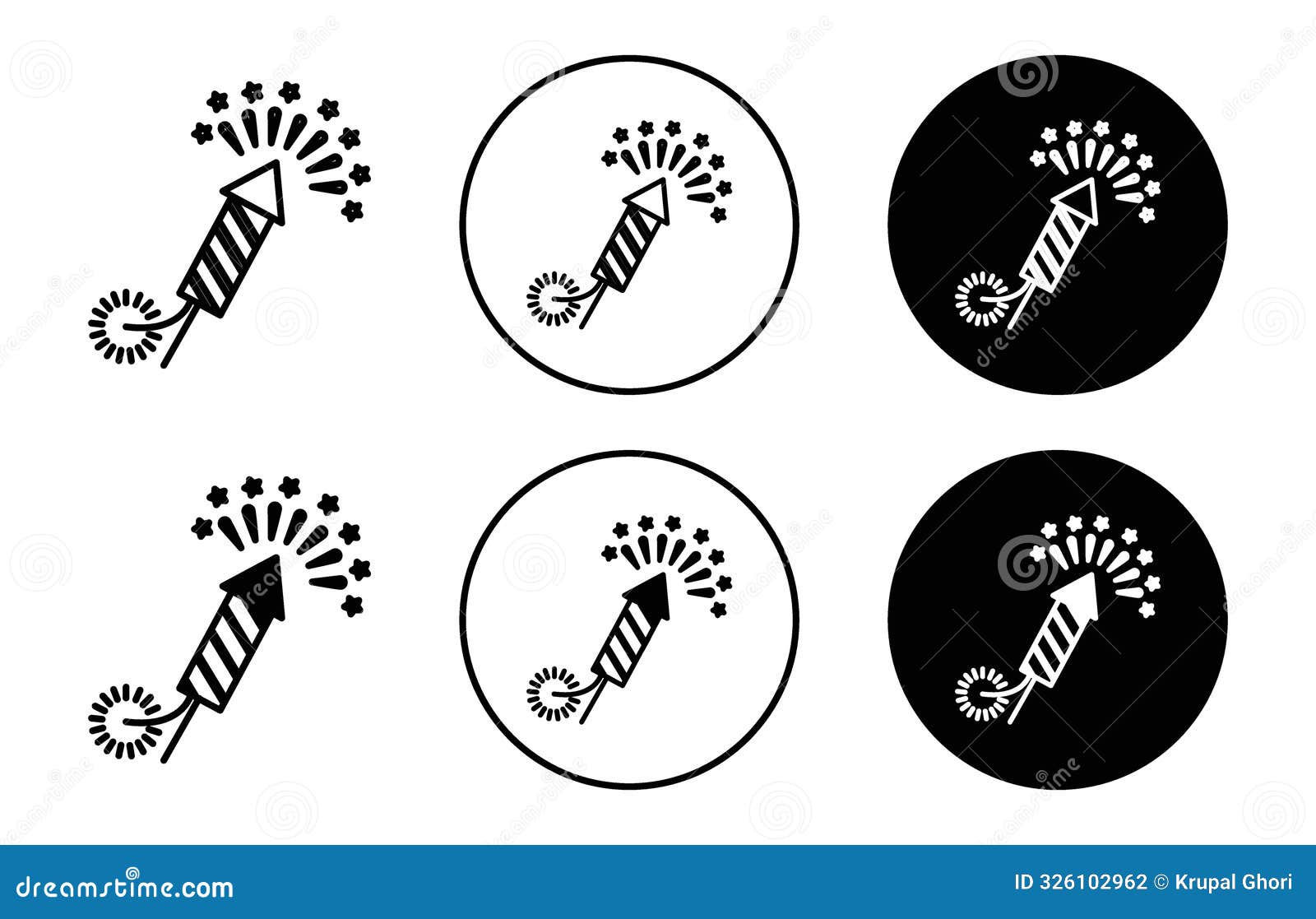 Explosive Firecracker Flat Line Icon Set. Explosive Firecracker Thin ...