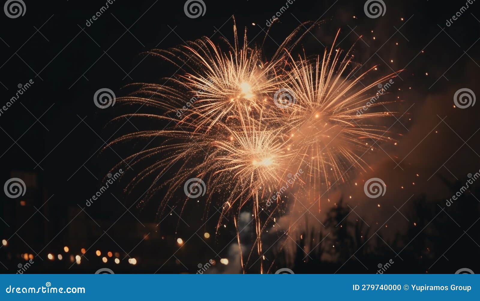 Explosive Firework Display Ignites Vibrant Celebration on Dark Night ...