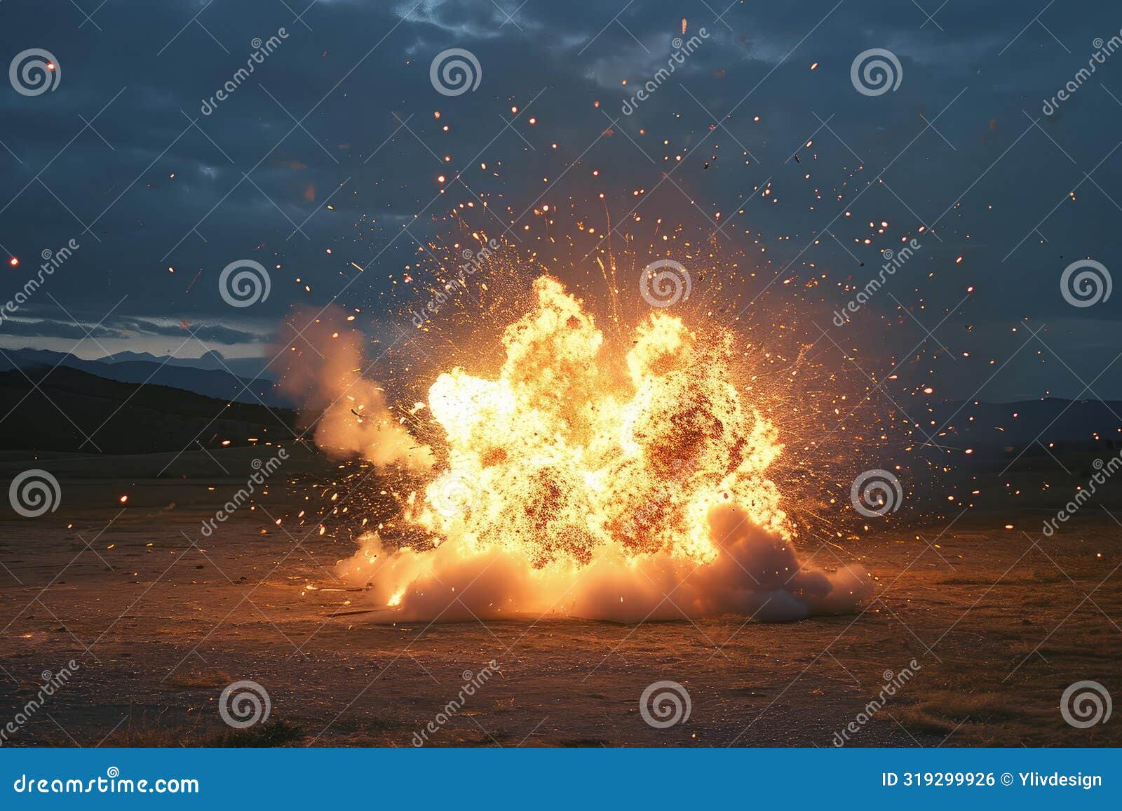 Explosive Fireworks Ignition on Open Field Stock Photo - Image of ...