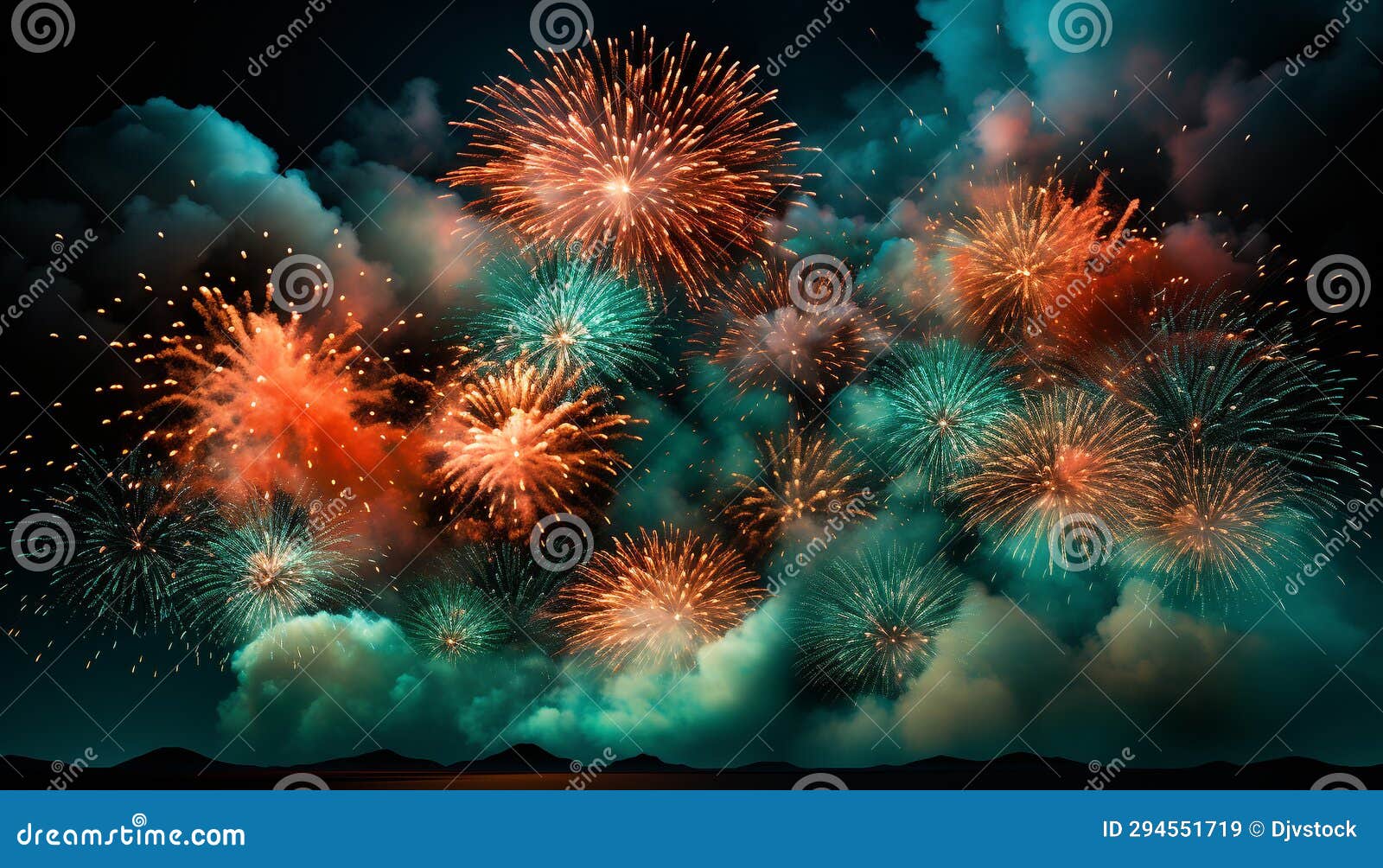 Explosive Fireworks Illuminate the Night, Igniting Vibrant Celebration ...