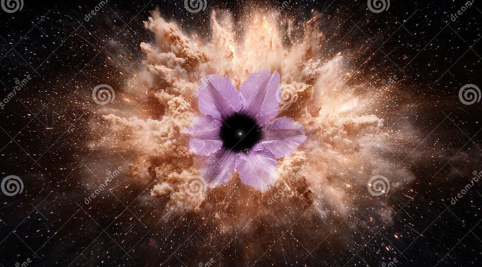 Explosive Flower Burst in Night Sky Stock Illustration - Illustration ...