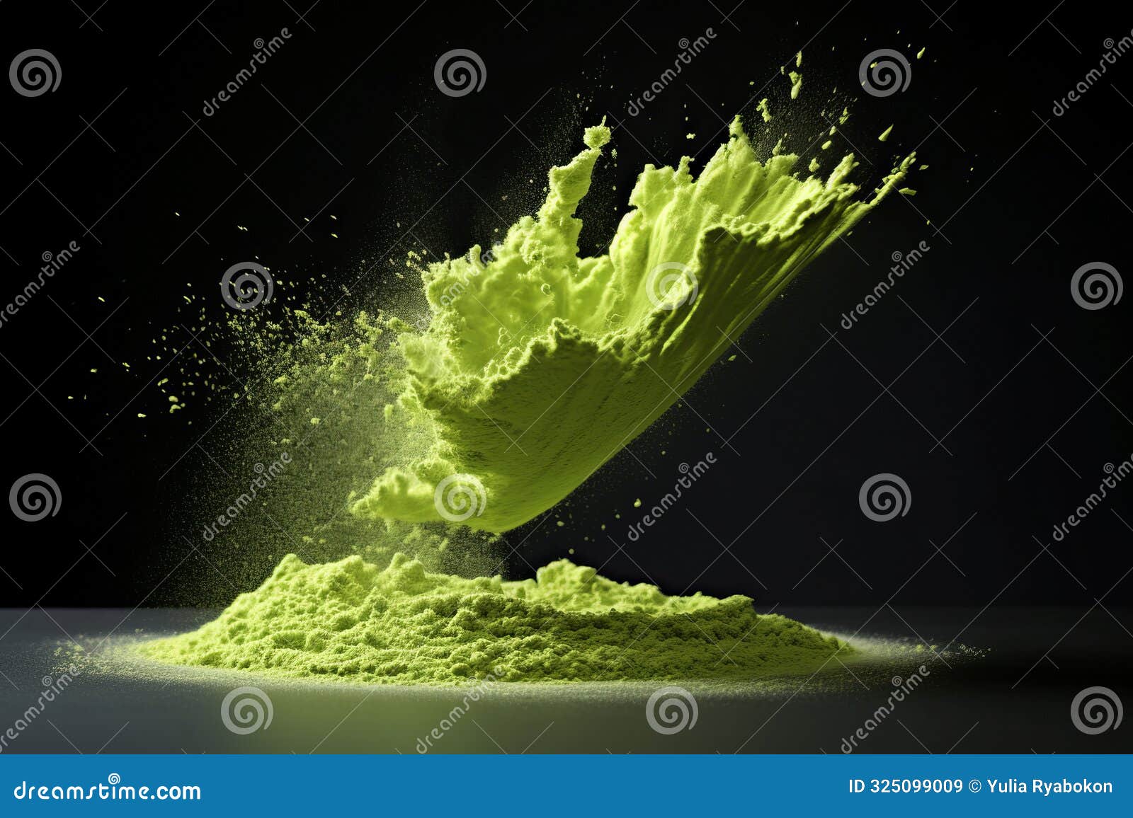 Explosive Green Powder Burst on Dark Background Stock Image - Image of ...