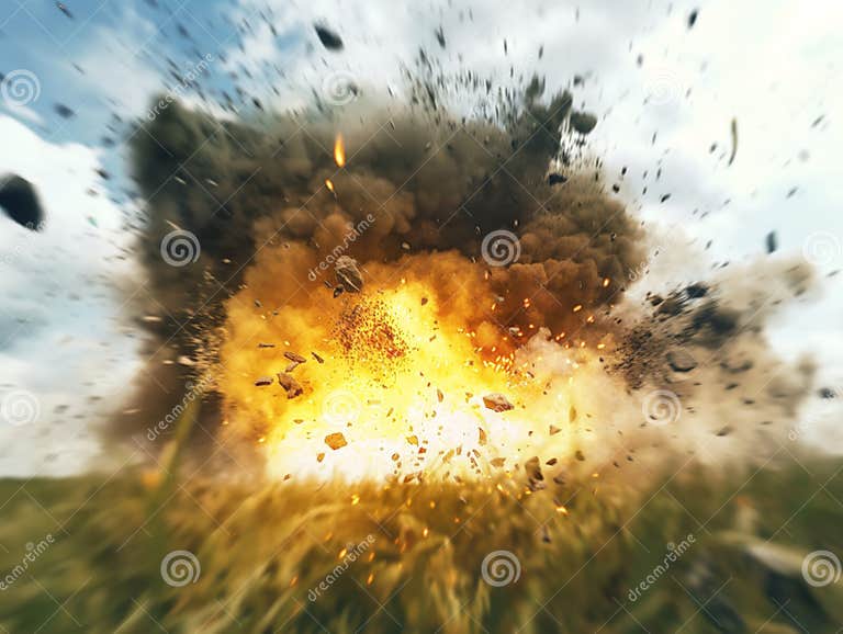 Explosive Ground Burst stock photo. Image of impact - 312347110