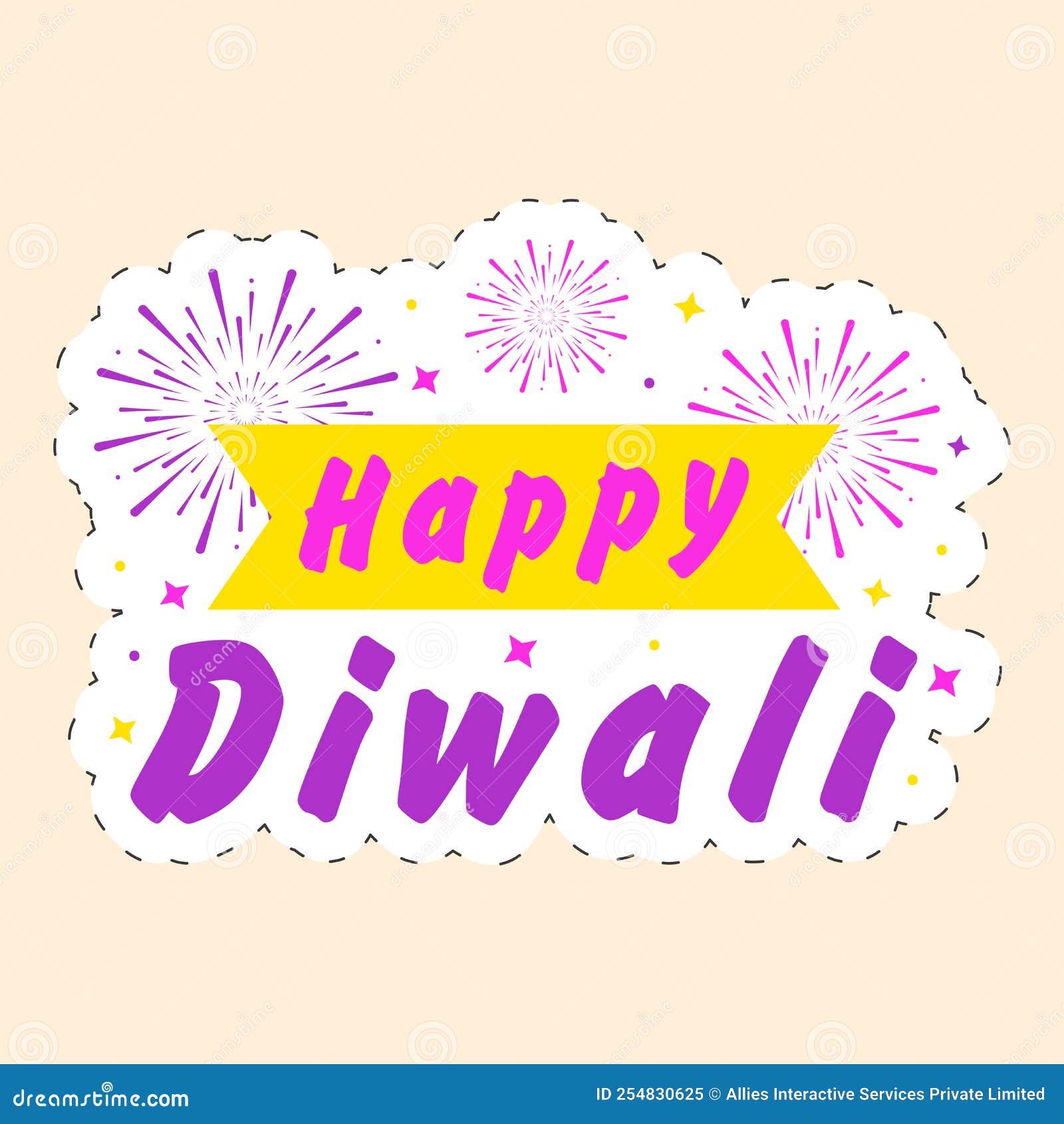 Explosive Happy Diwali Message Text with Fireworks Background in ...