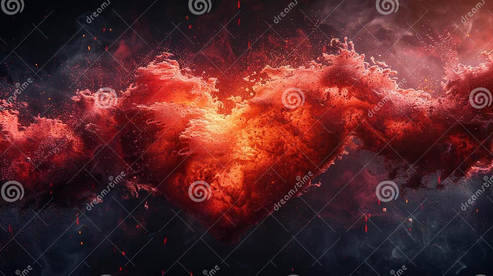 Explosive Heart of Fire and Smoke - Generative AI Stock Illustration ...
