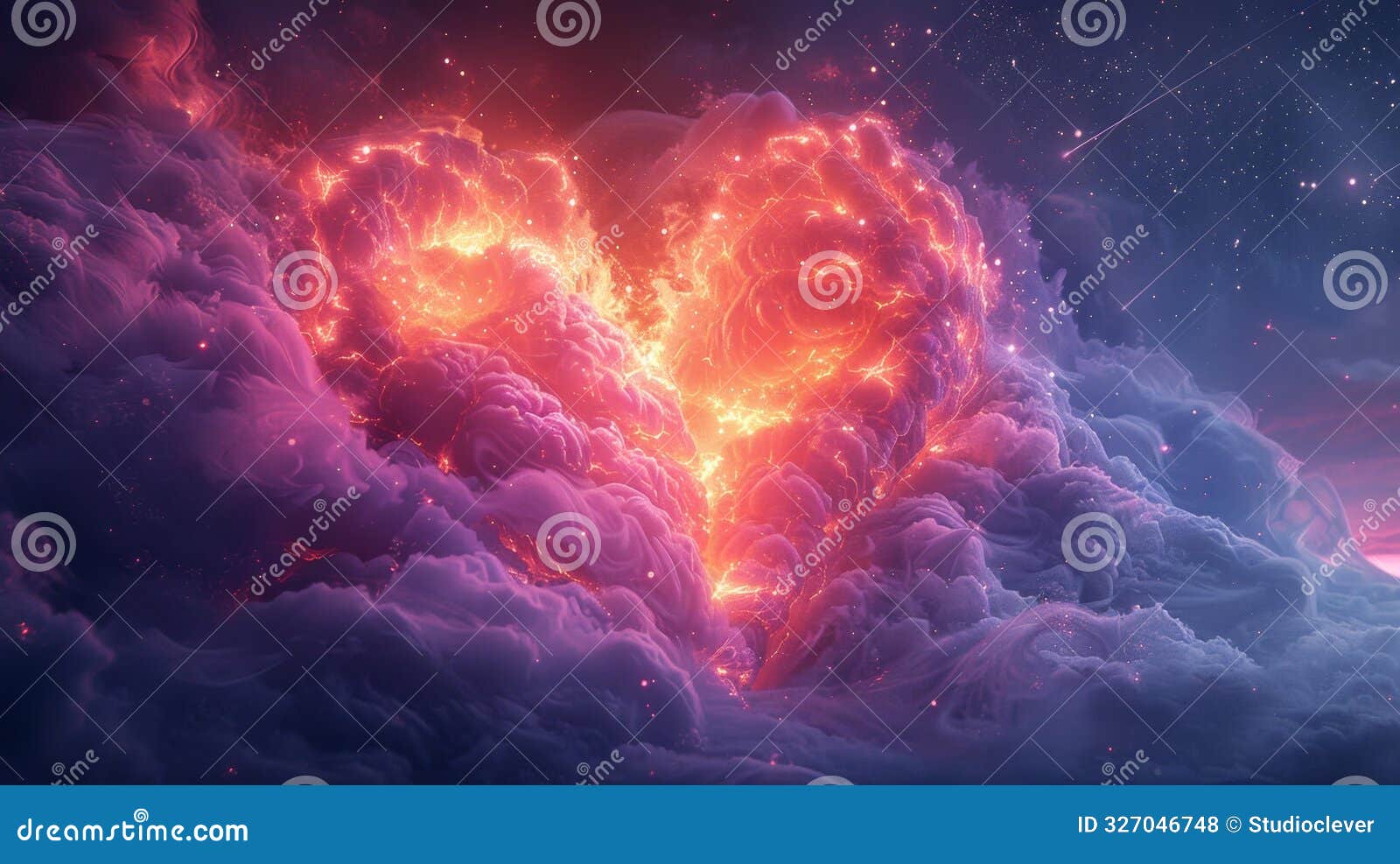 Explosive Heart Shaped Cloud in the Sky - Generative Ai Stock Illustration - Illustration of ...