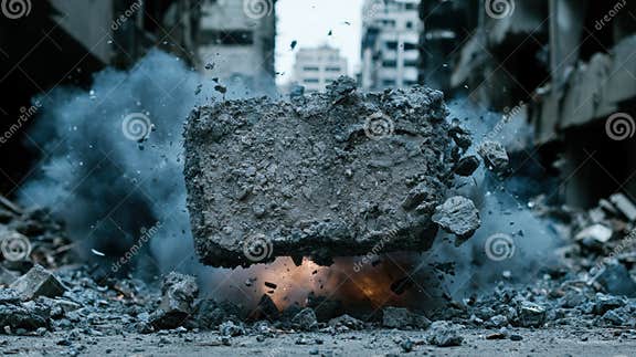 Explosive Impact on Concrete Rubble Stock Illustration - Illustration ...