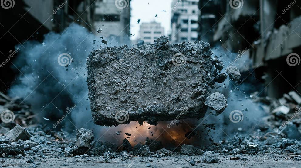 Explosive Impact on Concrete Rubble Stock Illustration - Illustration ...