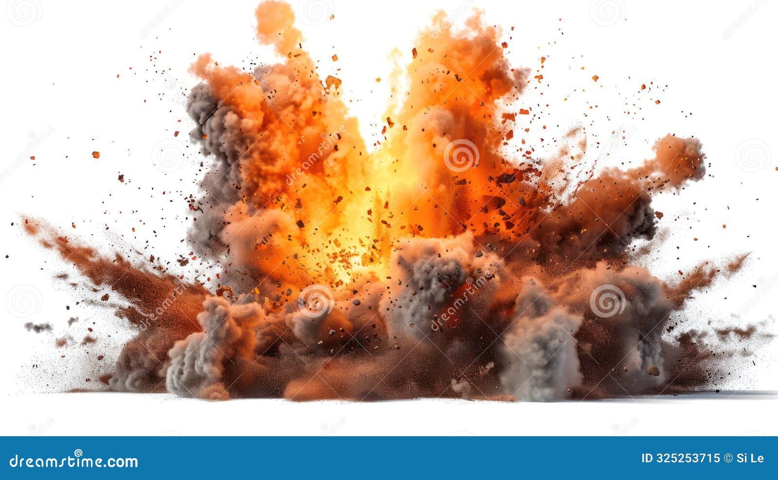 Explosive Impact: Fiery Blast on White Background Stock Illustration ...