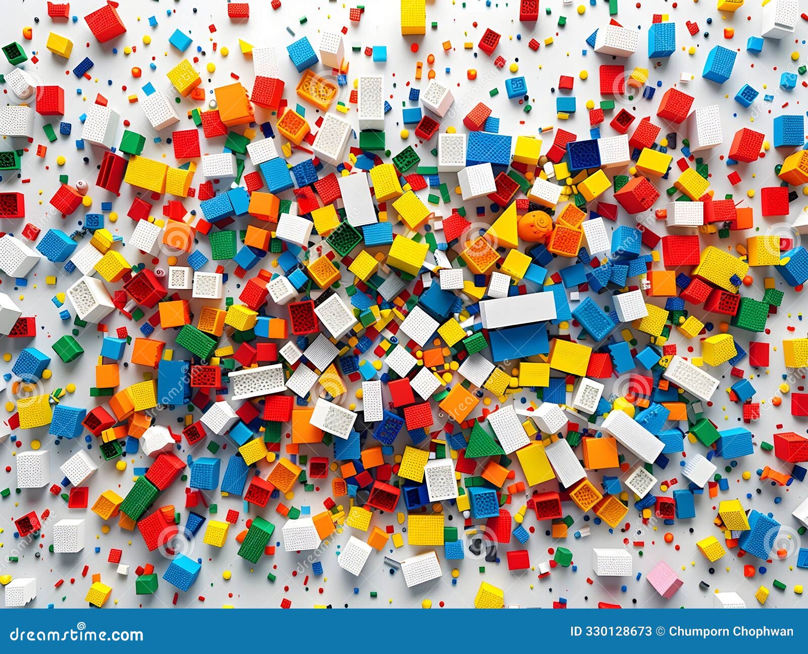 Explosive Lego Brick Composition in Retrofuturistic Monochrome Studio ...