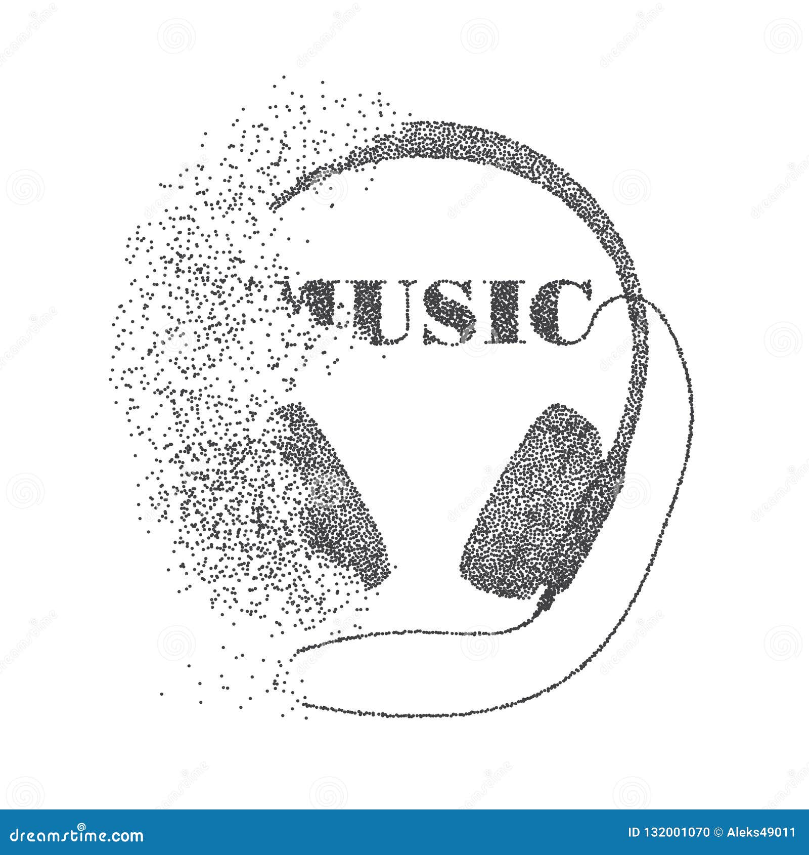 Explosive Music .Headphones Vector Illustration .Disintegration Effect ...