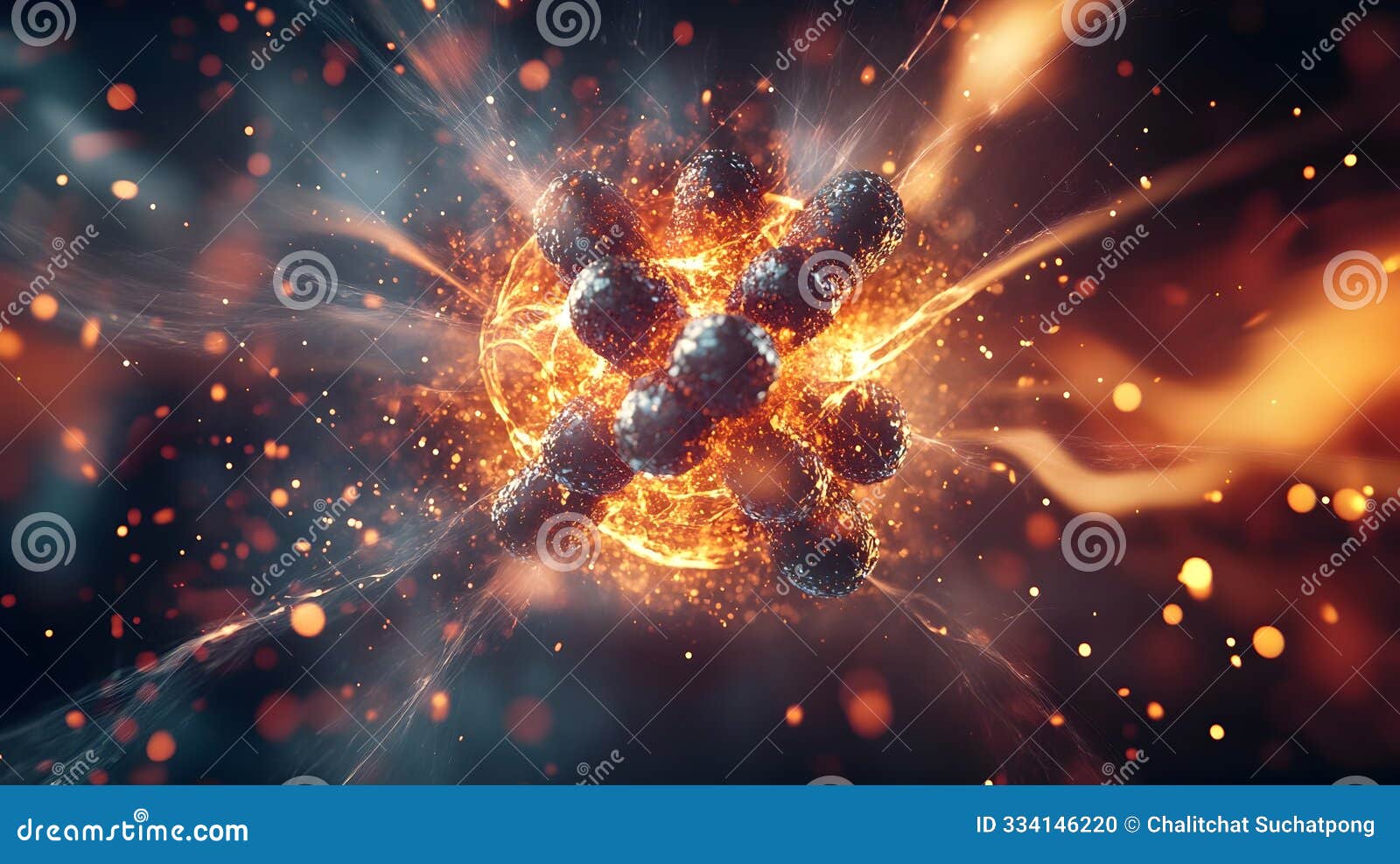 Explosive Nuclear Fission Reaction Unleashing Atomic Particles Powerful ...