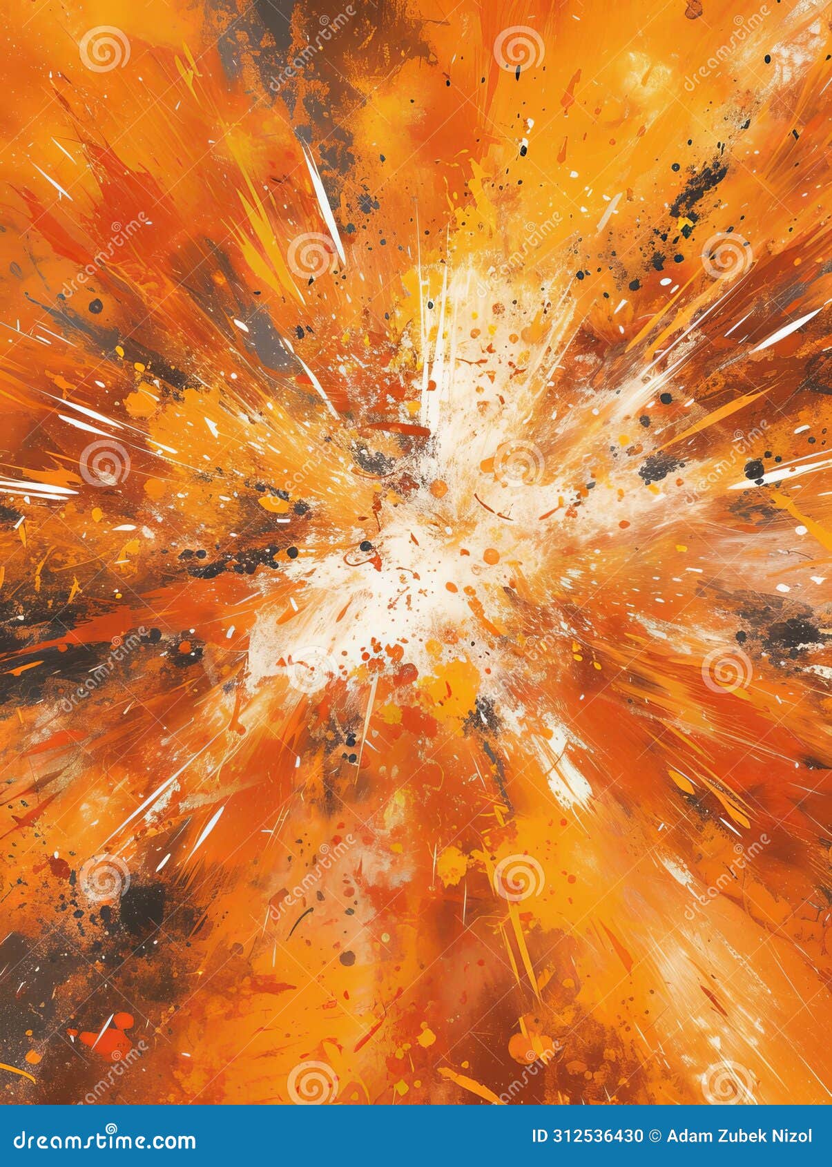 Explosive Orange and Yellow Abstract Art Background Stock Illustration ...