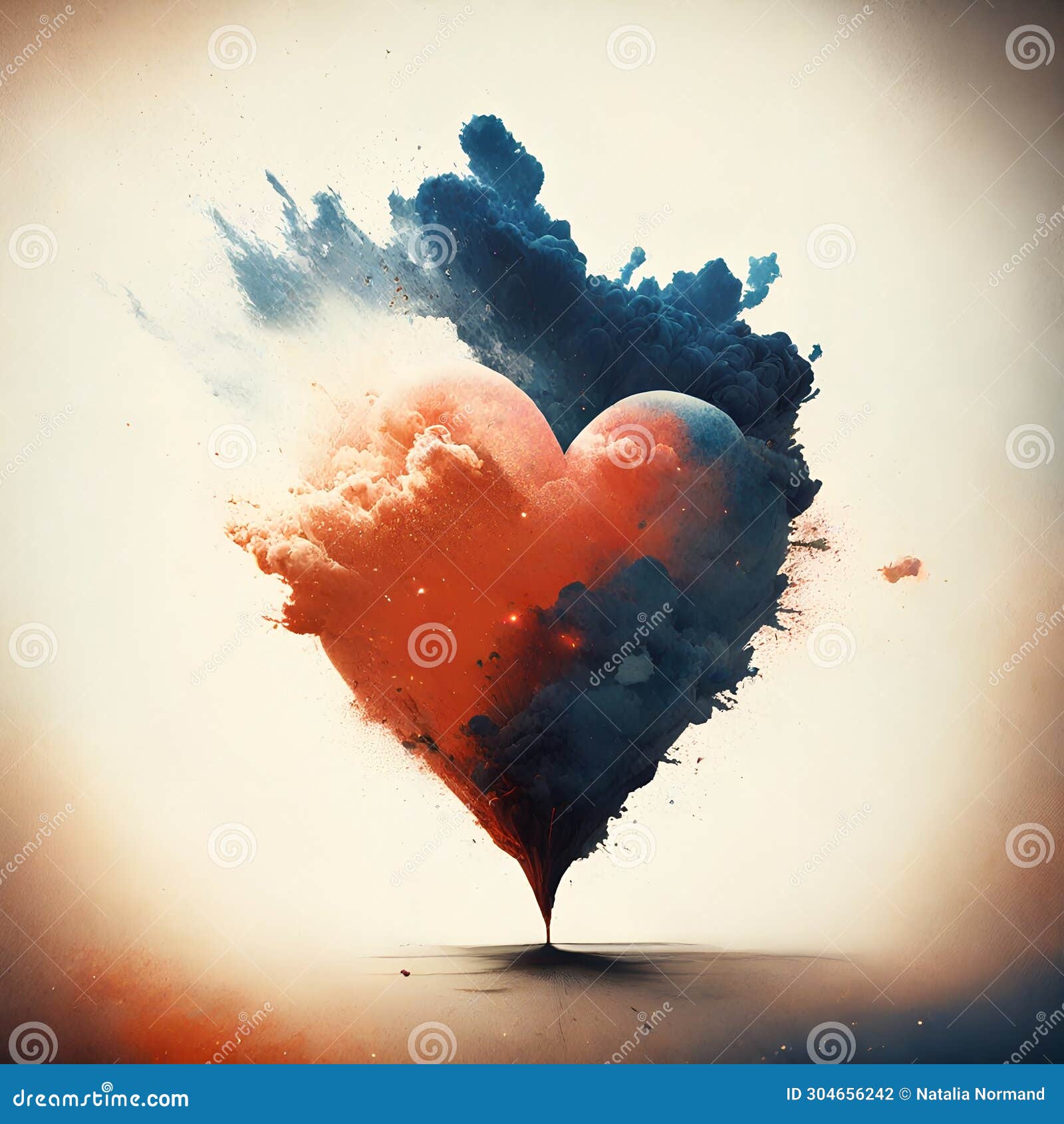 Explosive Passion: Dynamic Illustration of a Bursting Heart Stock ...