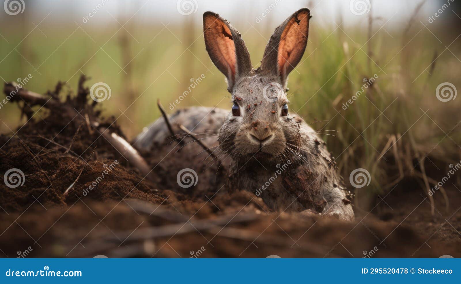 Explosive Pigmentation: Contest-winning Rabbit Hiding in the Dirt Stock ...