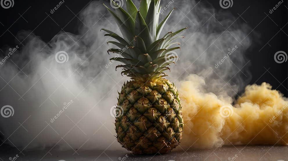 Explosive Pineapple with Smoke and Particles. Stock Illustration ...