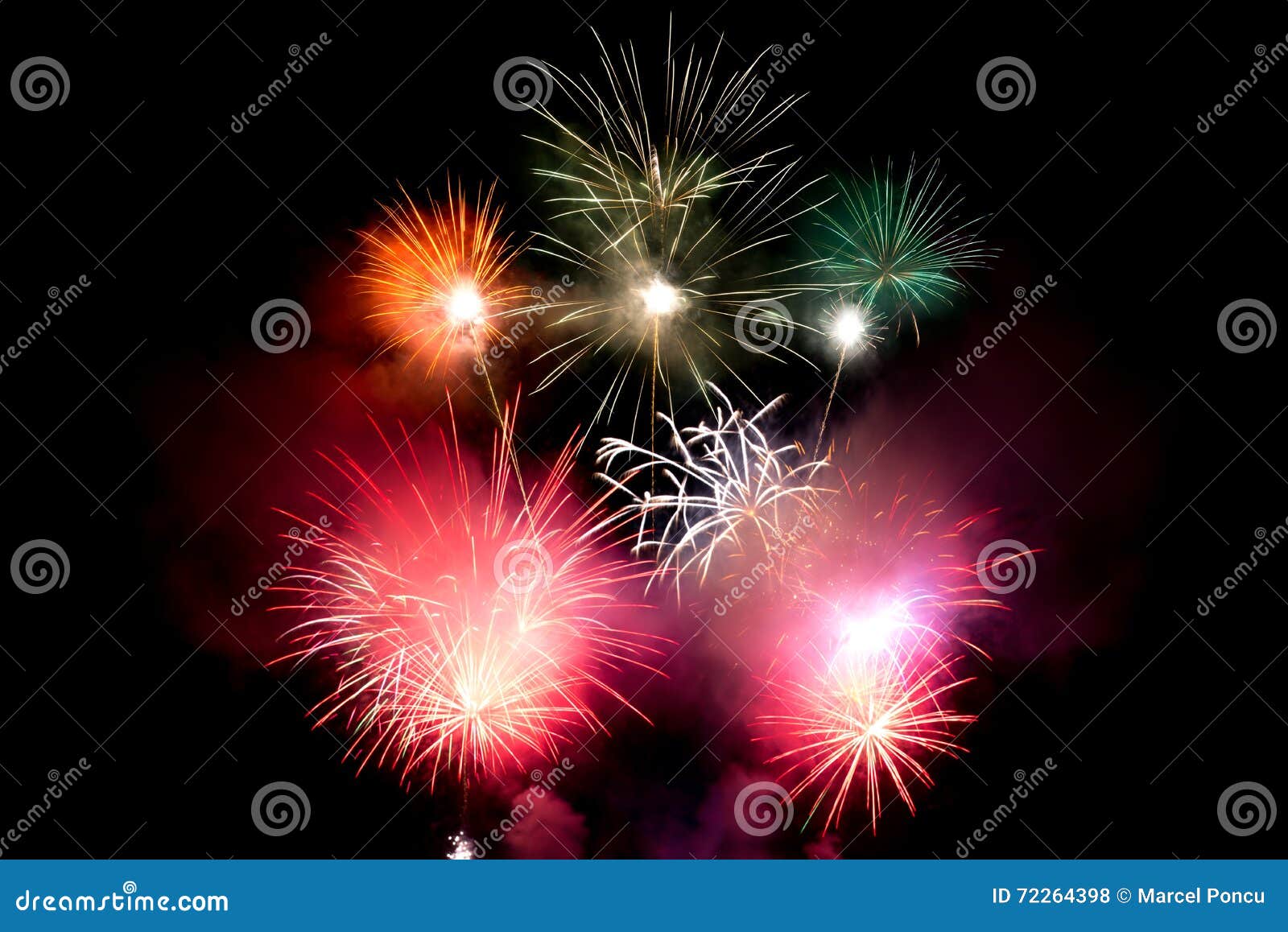 Explosive Pyrotechnic Display Lights Up the Night Sky Stock Photo ...