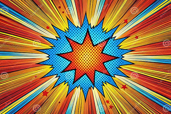 Explosive Retro Pop Art Background Dynamic Comic Book Explosion Design ...