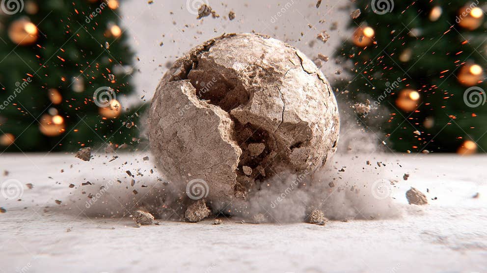 Explosive Rock Destruction with Sparks Stock Illustration ...