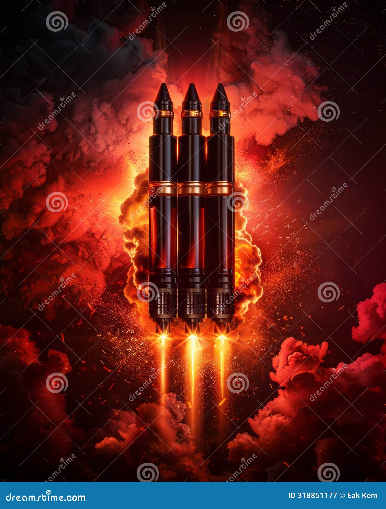 Explosive Rocket Design with Fiery Background Symbolizing Power, Energy ...