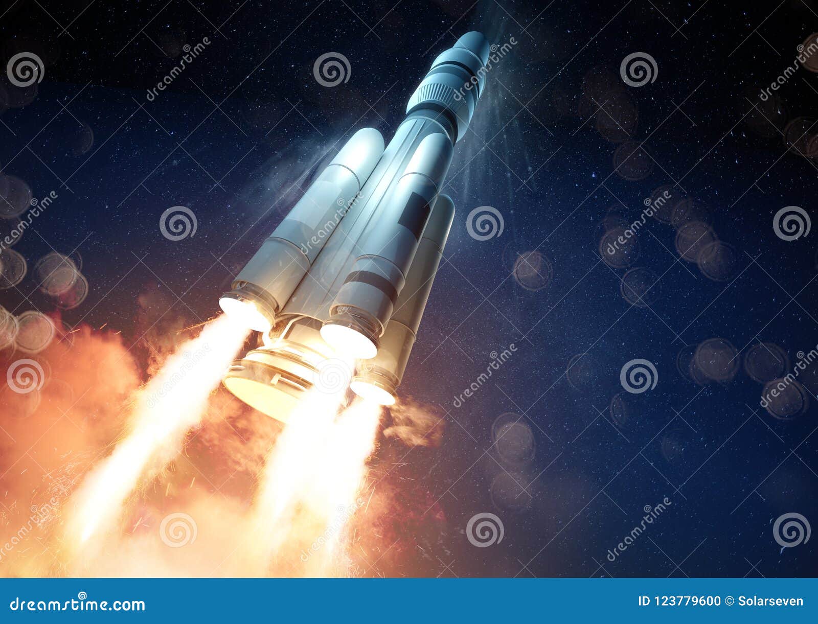 Explosive Rocket Launch stock illustration. Illustration of rocket ...