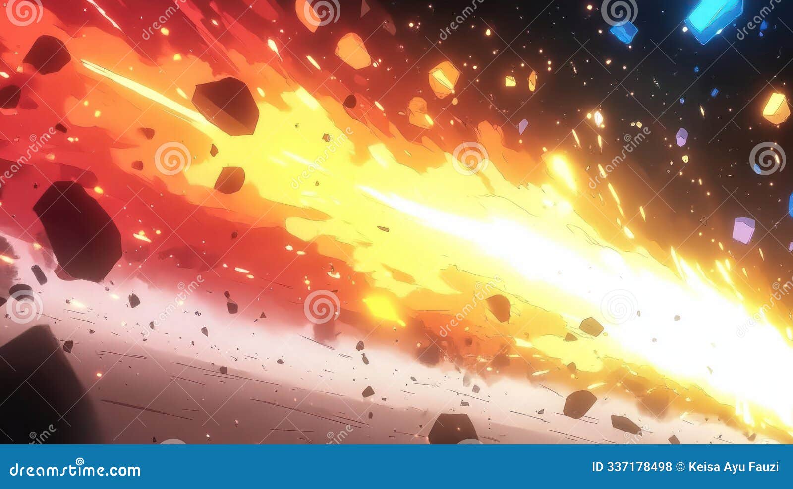 An Explosive Scene Depicting Vibrant Colors and Debris in a Cosmic ...