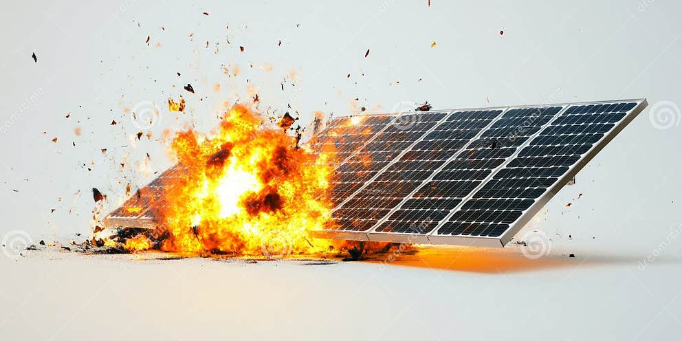 An Explosive Scene Featuring a Solar Panel Undergoing a Dramatic Blast ...