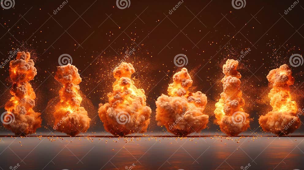 Explosive Set: Isolated Explosions on Background Stock Illustration - Illustration of heat ...