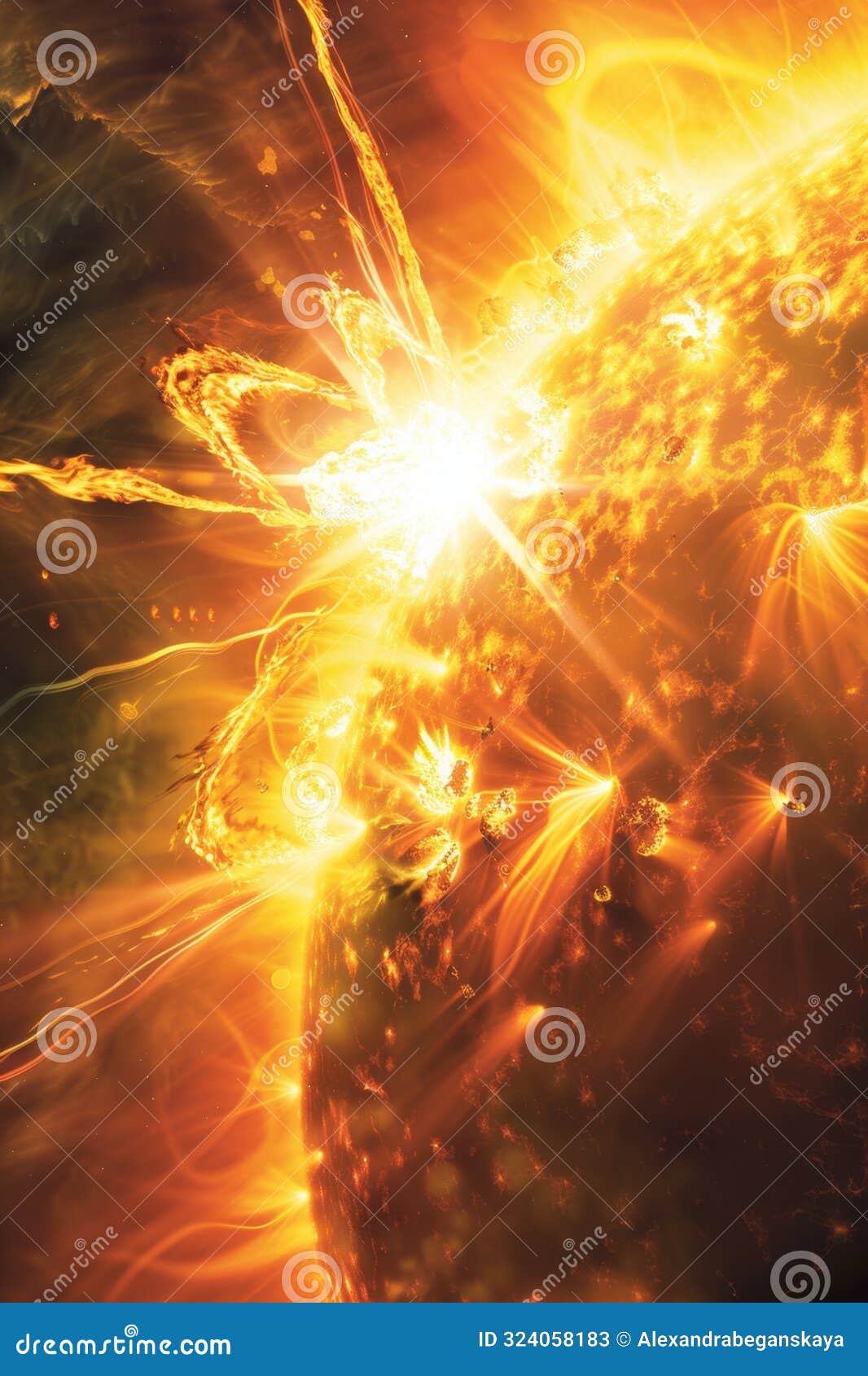 Explosive Solar Flare Activity from the Sun Stock Illustration ...