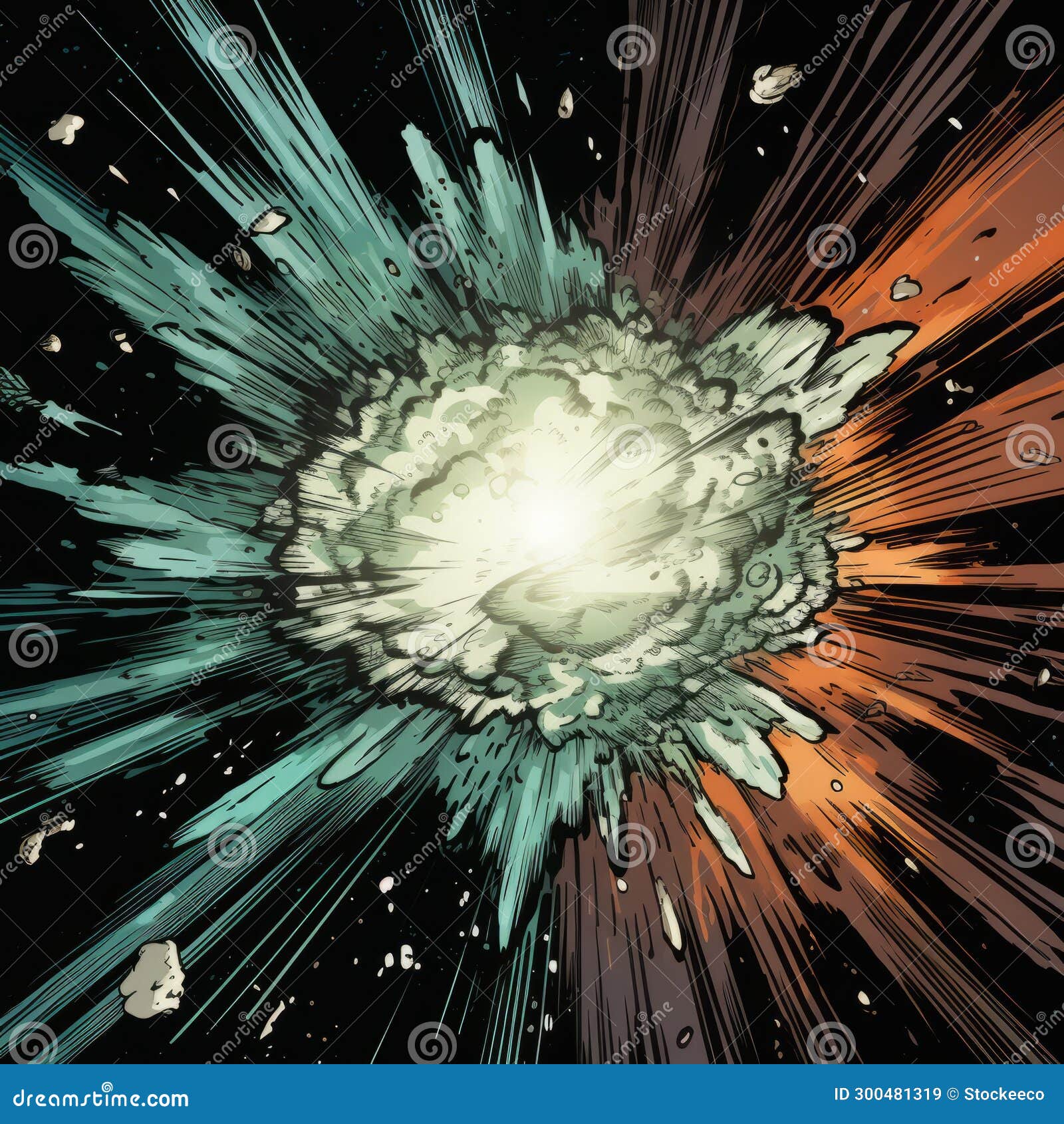 Explosive Space Art: a Stunning Interstellar Comic Book Explosion Stock ...