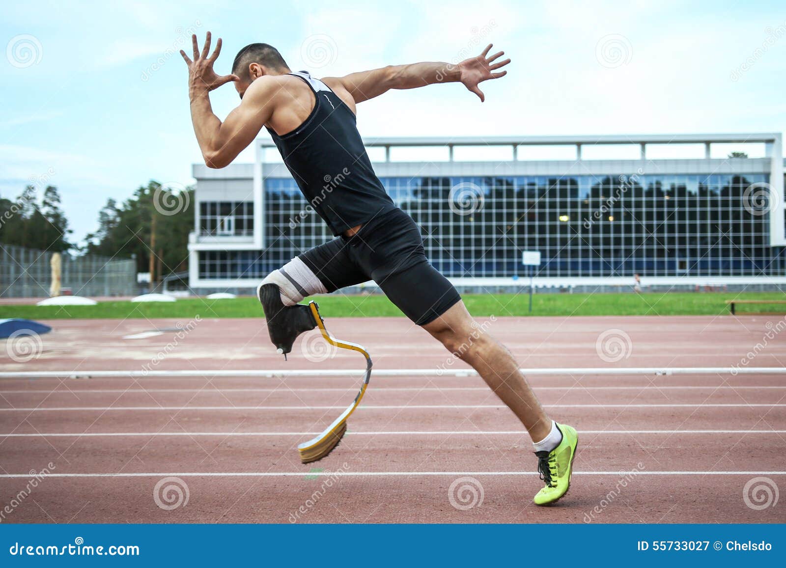 Explosive Start of Athlete with Handicap Stock Image - Image of foot ...