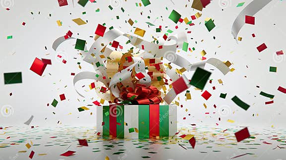 Explosive Surprise: 3D Rendered Gift Box Exploding with Geometric ...