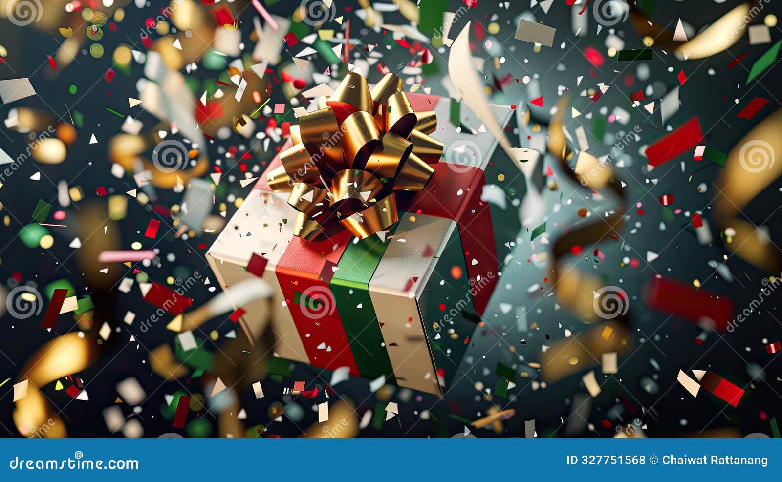 Explosive Surprise: 3D Rendered Gift Box Exploding with Geometric ...