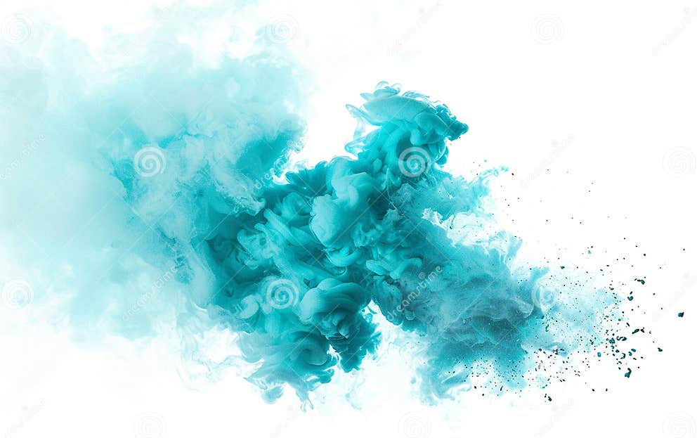 Explosive Turquoise Smoke on White -Generative Ai Stock Illustration ...