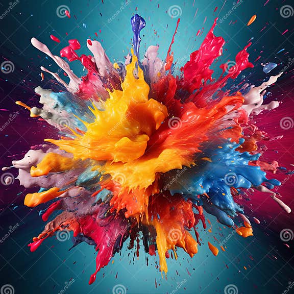 Explosive Vibrant Paint Splash with Multicolored Dynamic Strokes on a ...