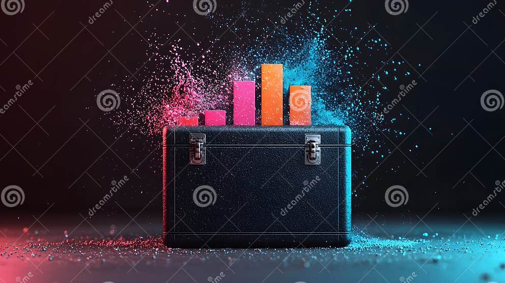Explosive Visualization: a 3D Briefcase Showcasing Colorful Digital ...